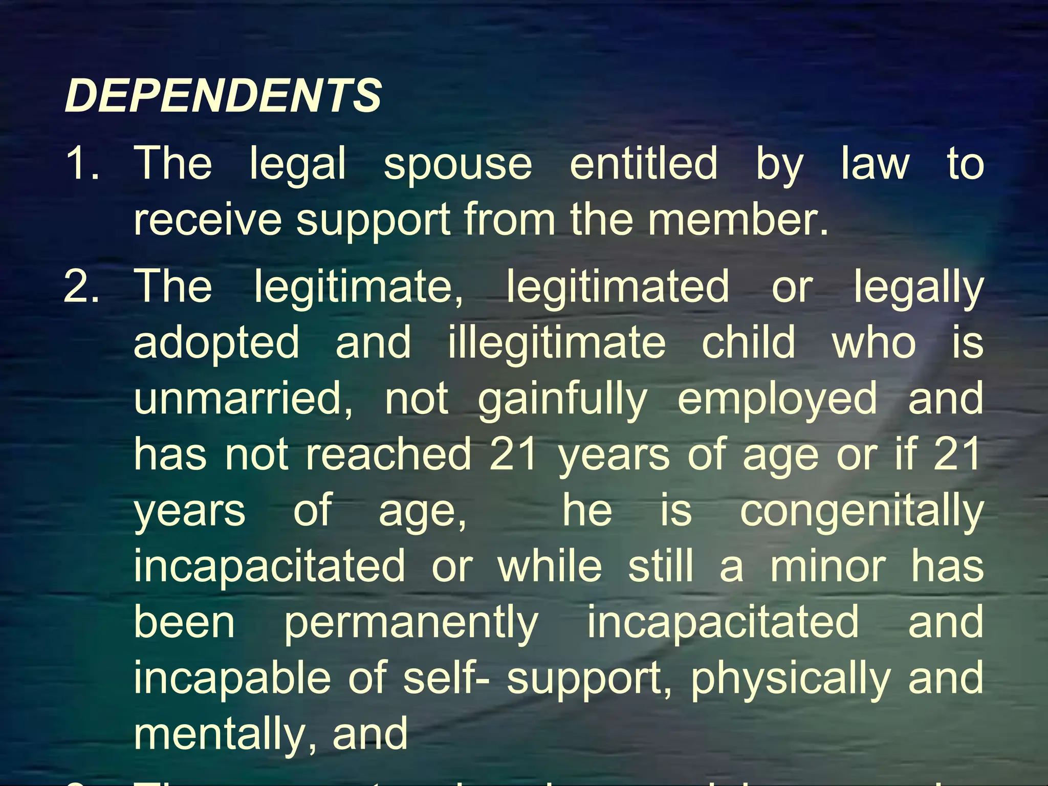 SSS & GSIS PRESENTATION Social legislation | PPT