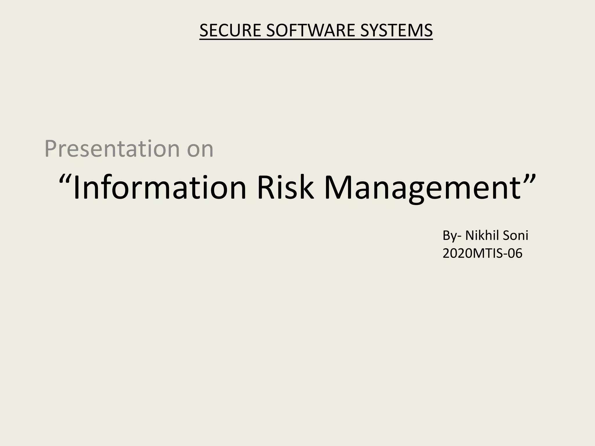 Information Security Risk Management | PPTX