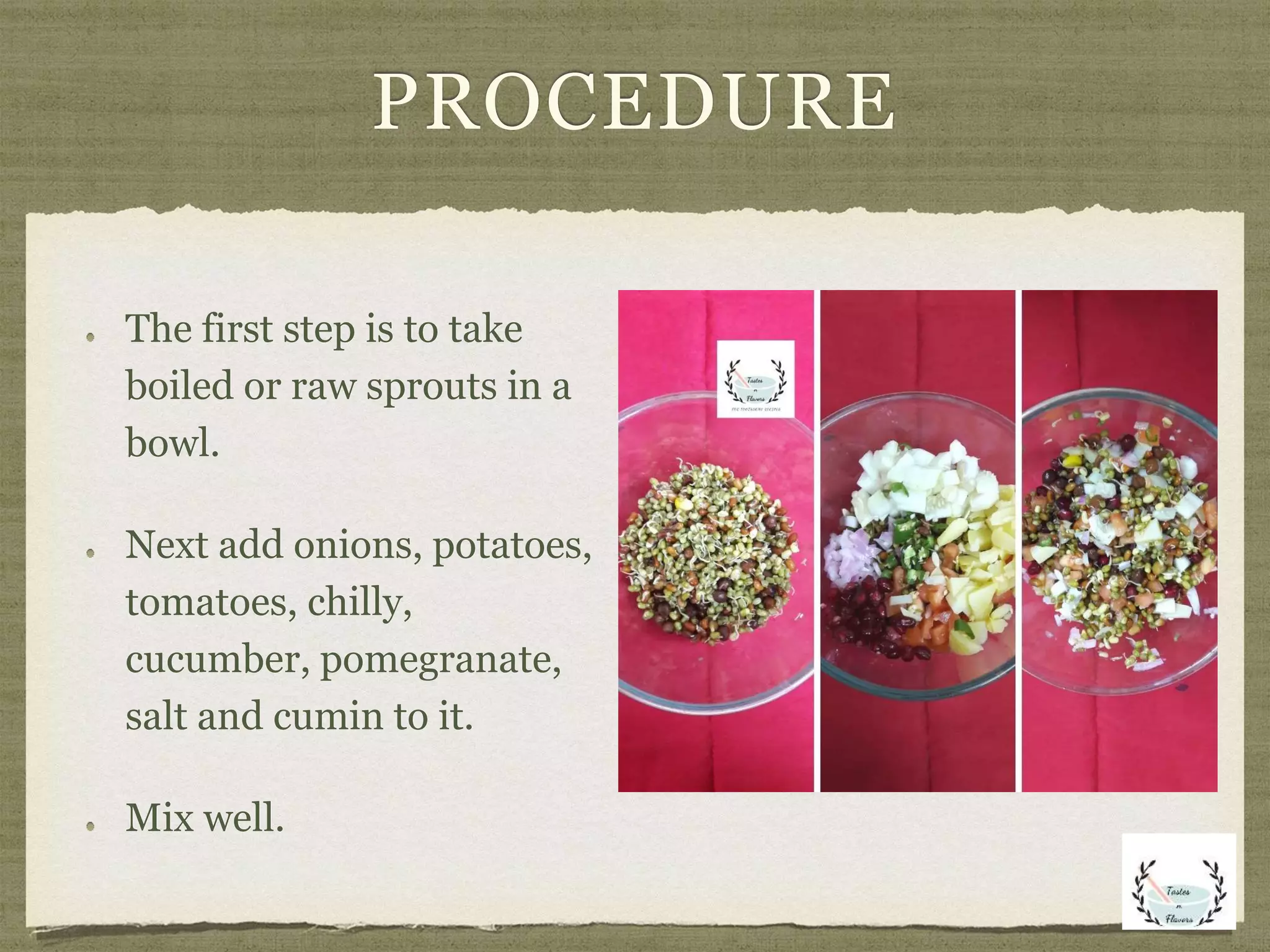 SPROUTS SALAD RECIPE AND NUTRITIONAL FACTS | PPTX