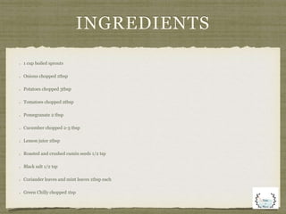 SPROUTS SALAD RECIPE AND NUTRITIONAL FACTS | PPTX