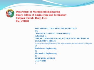 VOCATIONAL TRAINING PRESENTATION OF SIMPLE CASTING LIMITED | PPTX