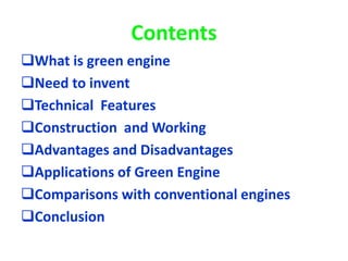 GREEN ENGINE TECHNOLOGY BY HANUMANTHAPPA N UBDTCE | PPTX
