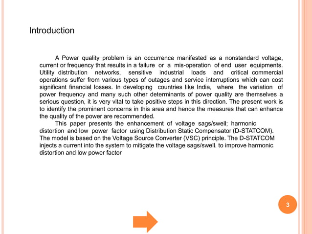 power quality improvement in distrution system using D statcom | PPTX