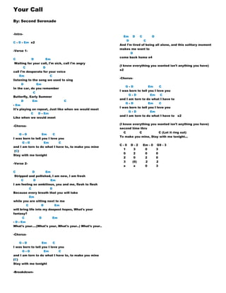 Your Call Guitar Chords