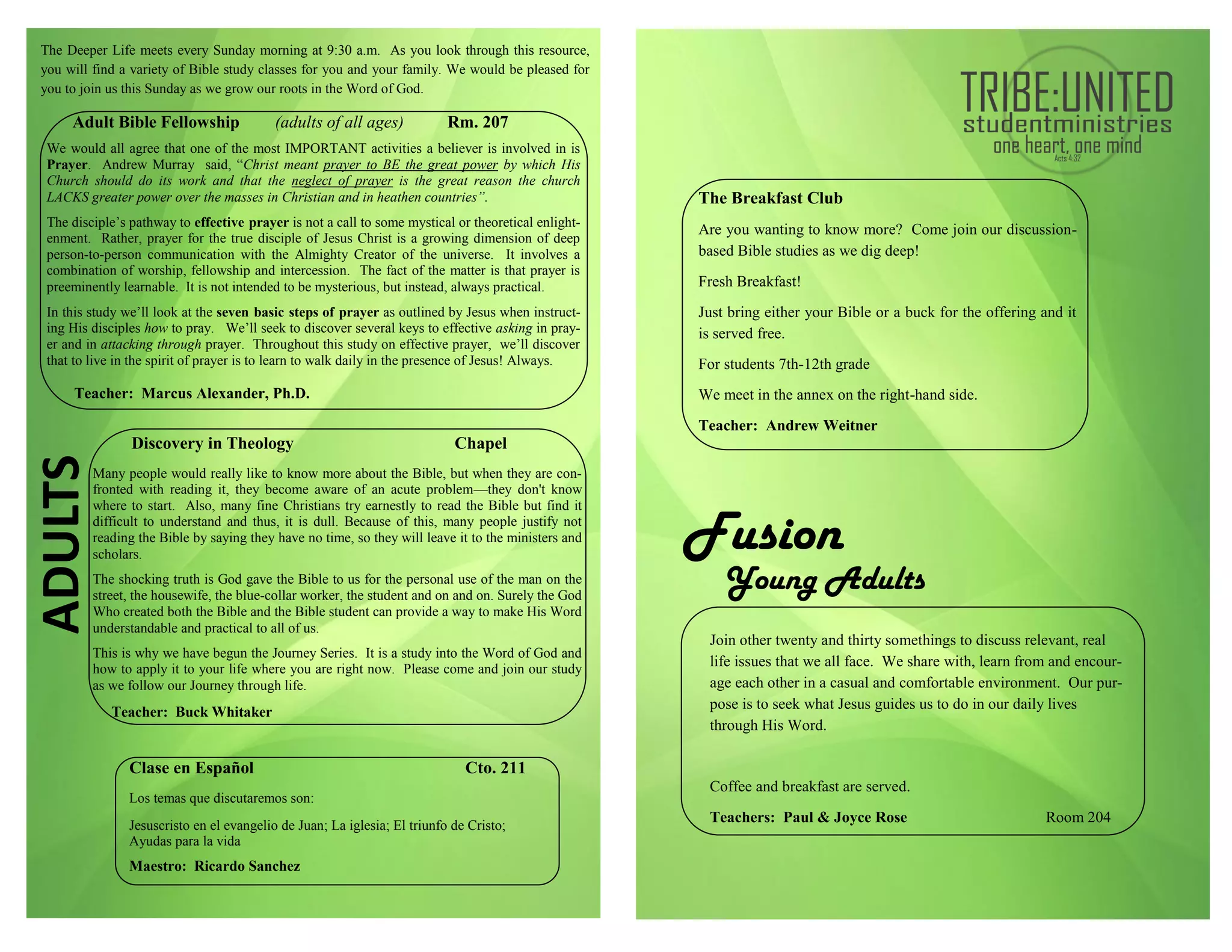 Sunday School Summer Brochure '14 | PPT