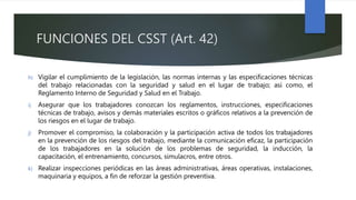 Funciones comite seguridad y salud en el trabajo | PPTX