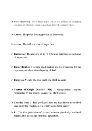 Plant breeding Glossary | PDF