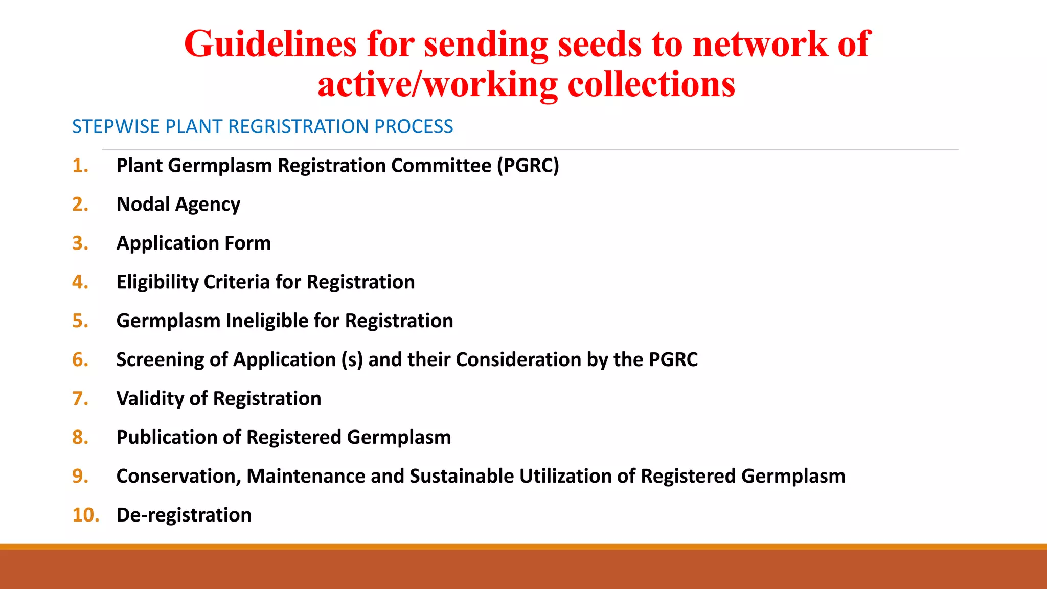 GUIDELINES FOR SENDING SEEDS TO NETWORK OF ACTIVE/WORKING COLLECTIONS | PPT
