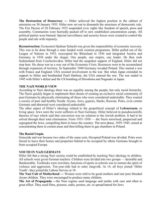 Nazism And The Rise Of Hitler Class 9th notes | PDF