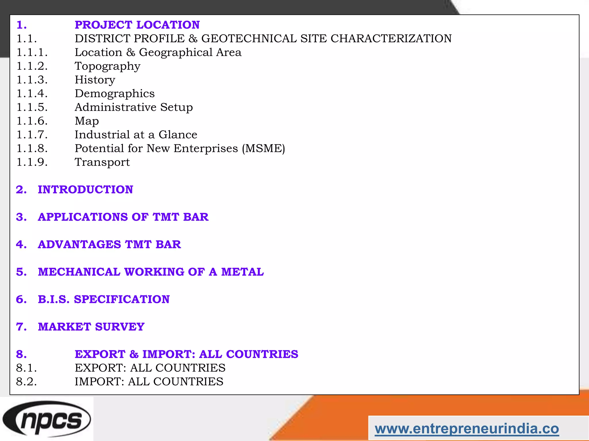 TMT Steel Bar (Saria/Rod) Manufacturing Industry | PPTX