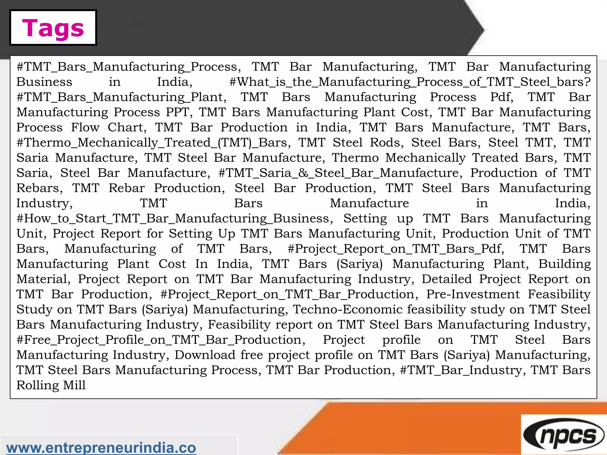 TMT Steel Bar (Saria/Rod) Manufacturing Industry | PPTX