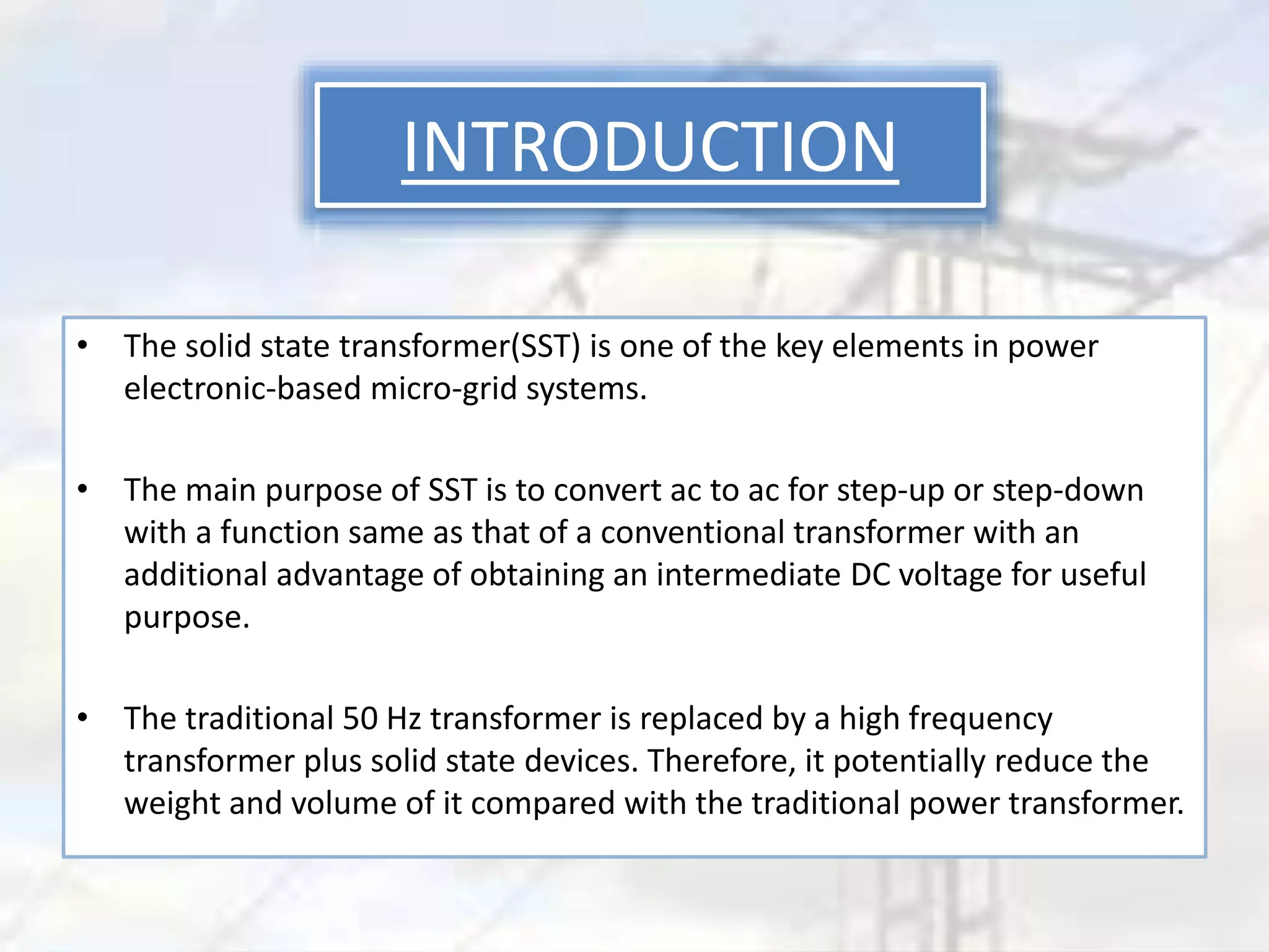SOLID STATE TRANSFORMER - USING FLYBACK CONVERTER | PPTX