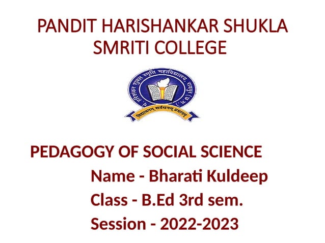 SST PPT pedagogy of social science activities | PPTX