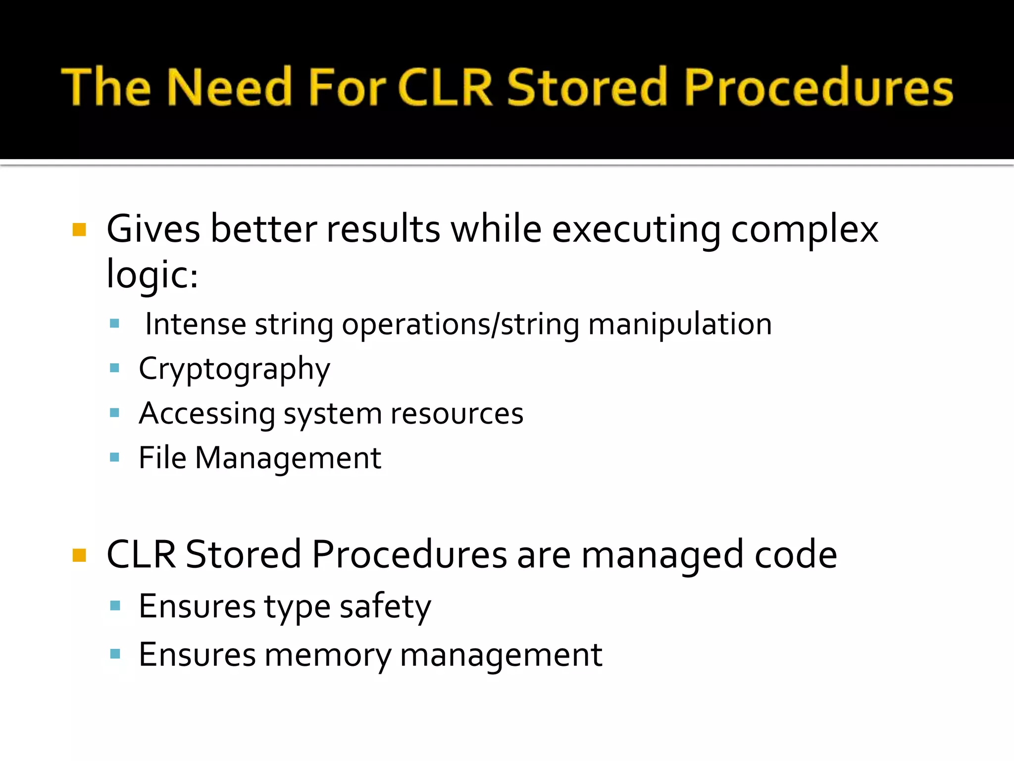 CLR Stored Procedures | PPTX