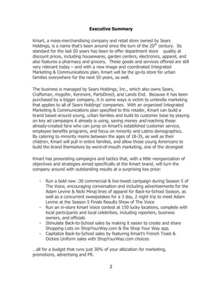 IMC 610 Final Project: IMC Plan for Kmart featuring Adam Levine | PDF