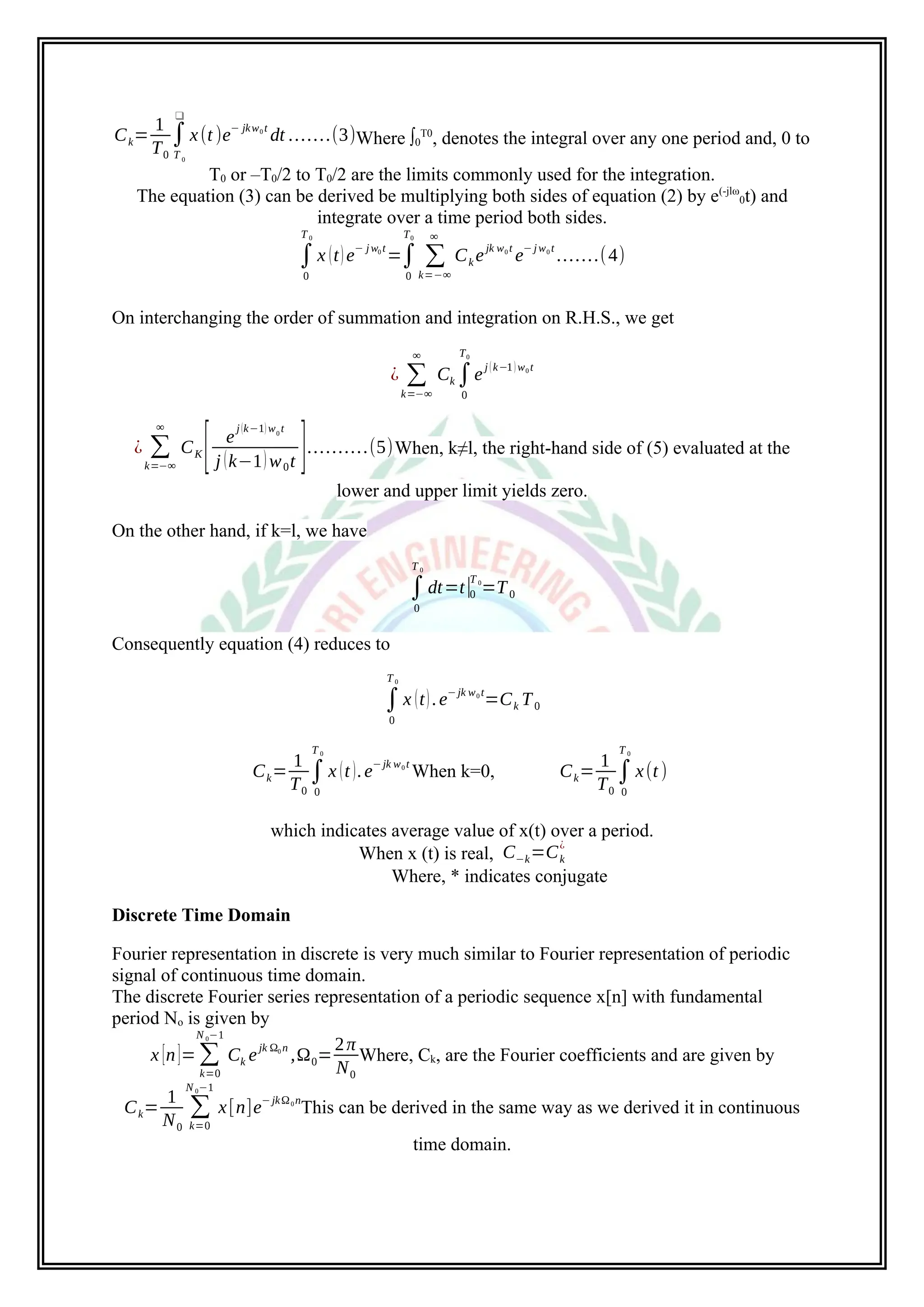 Continous time fourier series and Examples | DOCX