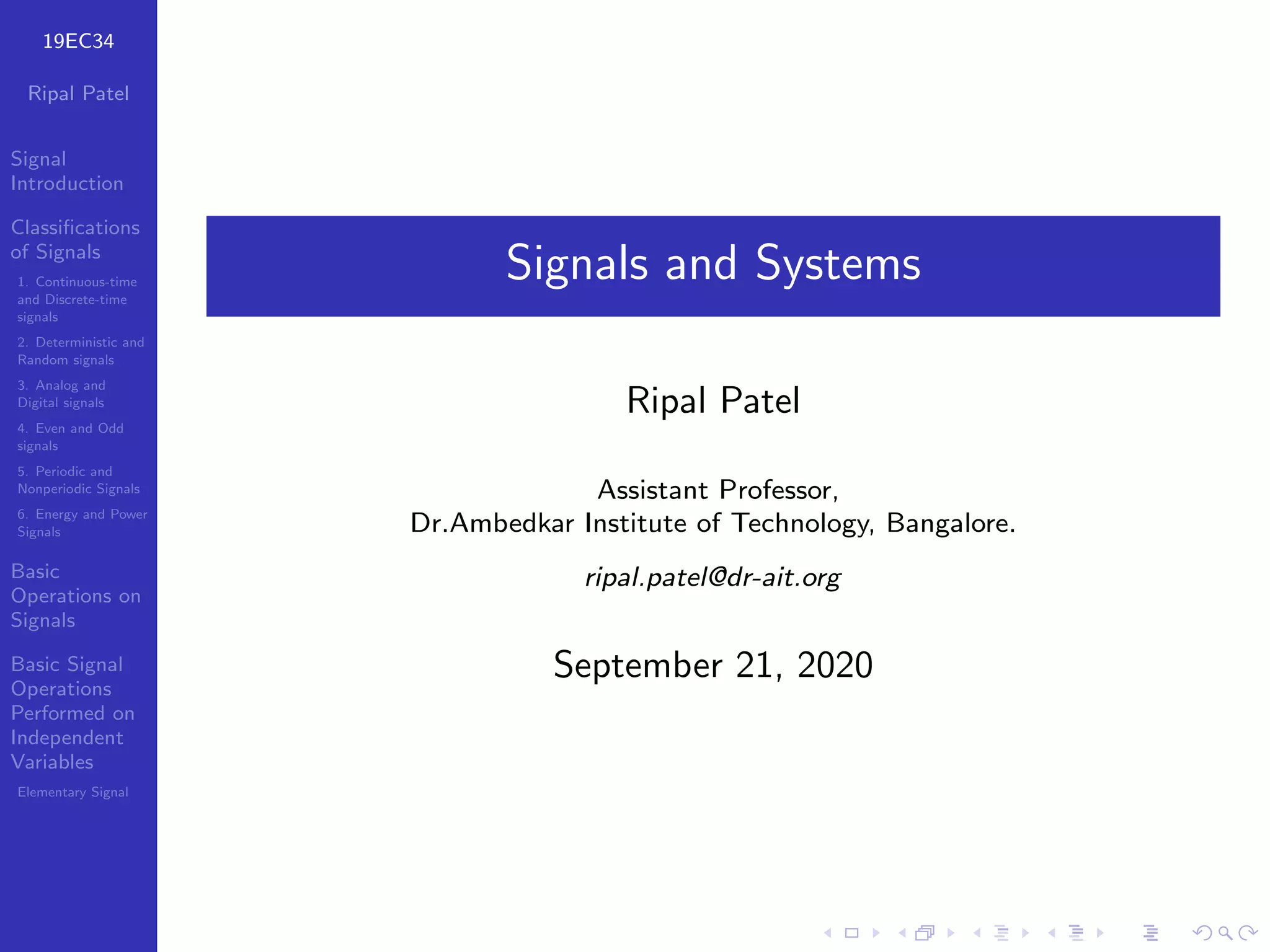 Introduction and Classification of signals | PPT