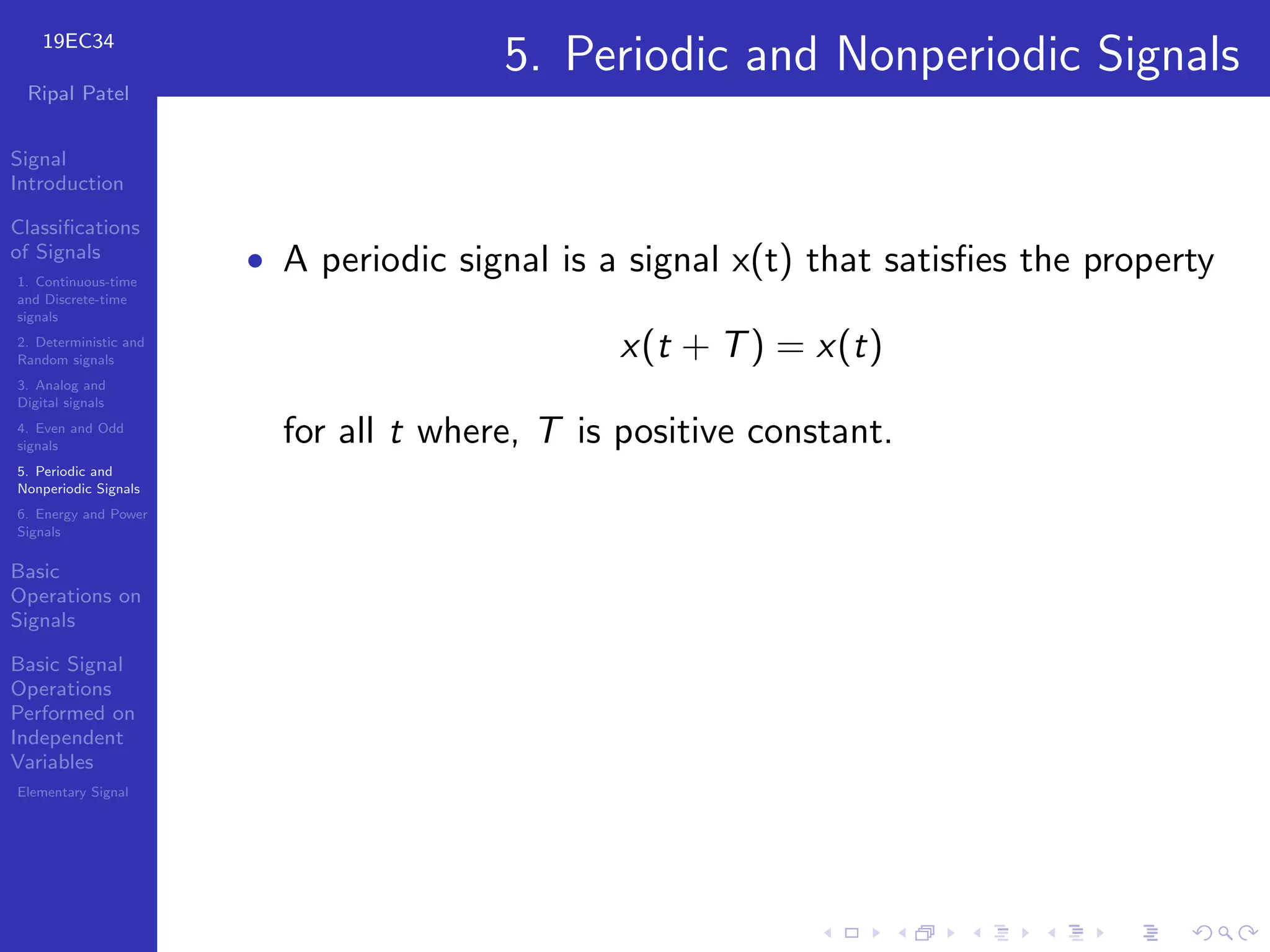 Introduction and Classification of signals | PPT