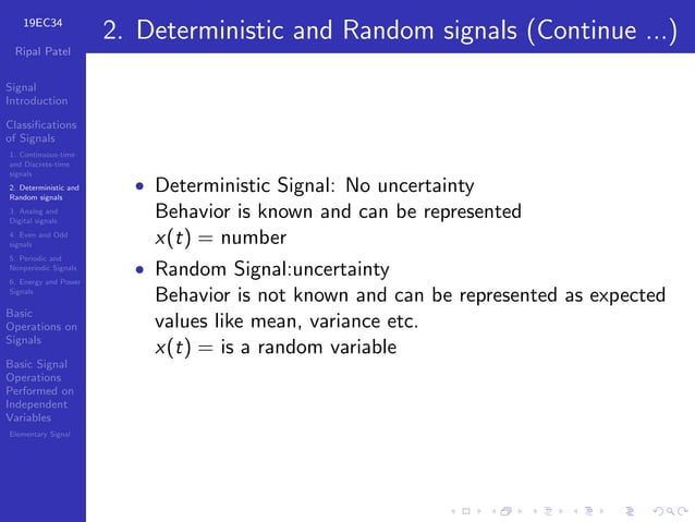 Introduction and Classification of signals | PPT