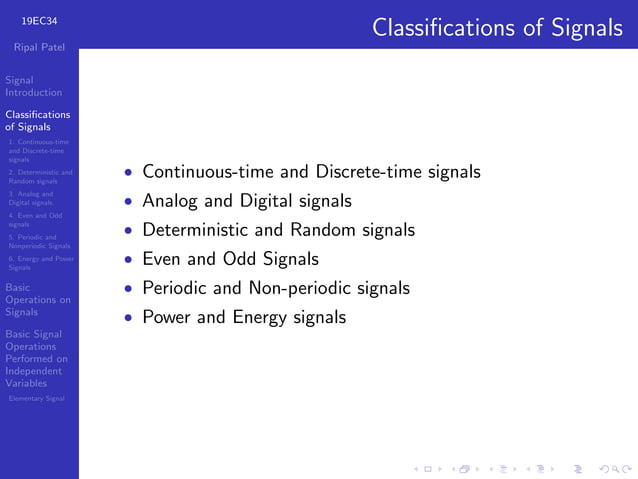 Introduction and Classification of signals | PPT