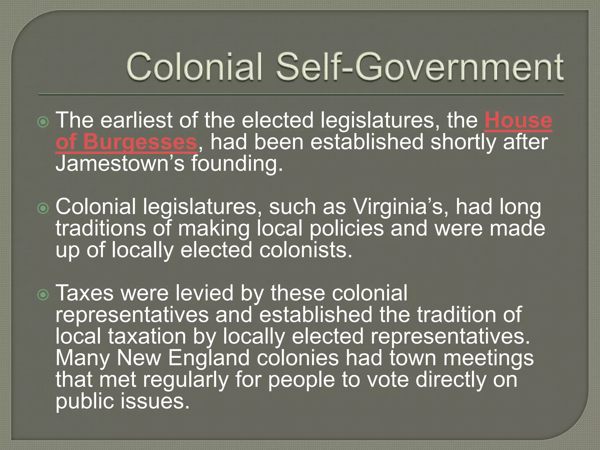 Ssush 2c colonial self government | PPT
