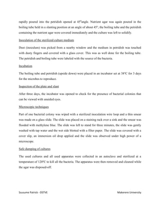 Ssusume Patrick- Bacteria culture,Makerere University.pdf | Biological ...
