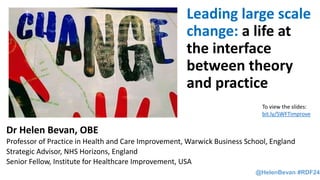 Leading large scale change: a life at the interface between theory and ...