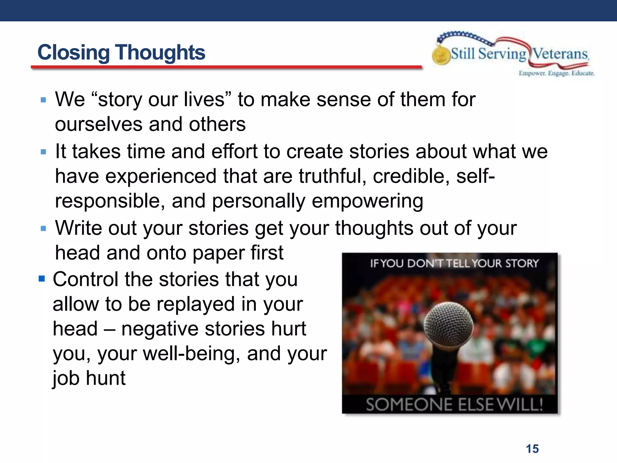 Telling Your Story: a Critical Job Hunting Skill | PPT