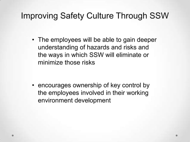 Safe System of Work (SSW) | PPTX | Business | Business and Finance