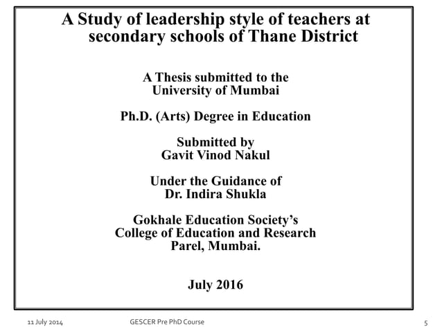 Pre-PhD Course – 1 Research Methodology in Education | PPT