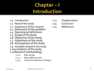 Pre-PhD Course – 1 Research Methodology in Education | PPT