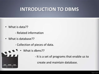 Applications of DBMS in Film Industry | PPTX