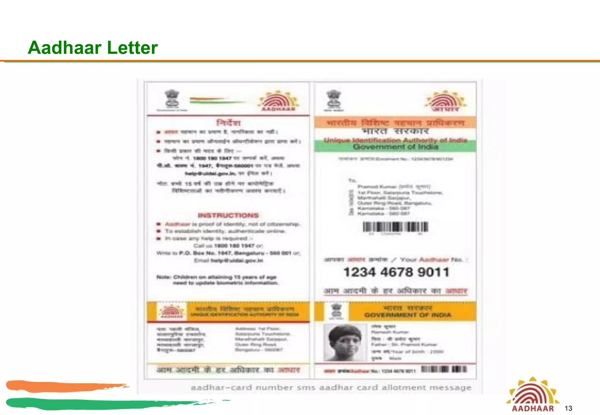 AADHAR Card- Database Creation | PPT