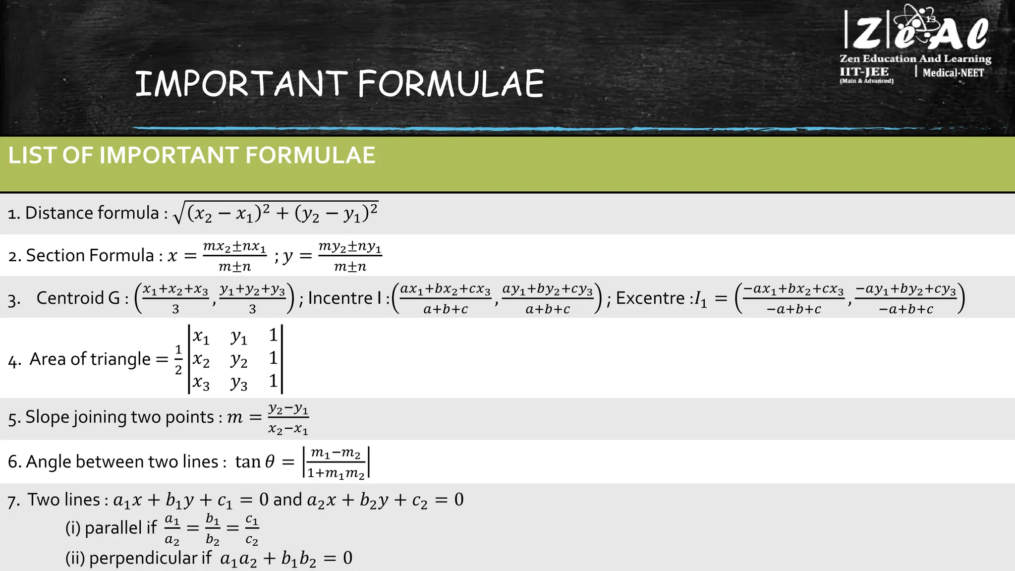 Straight Lines for JEE REVISION Power point presentation | PPT