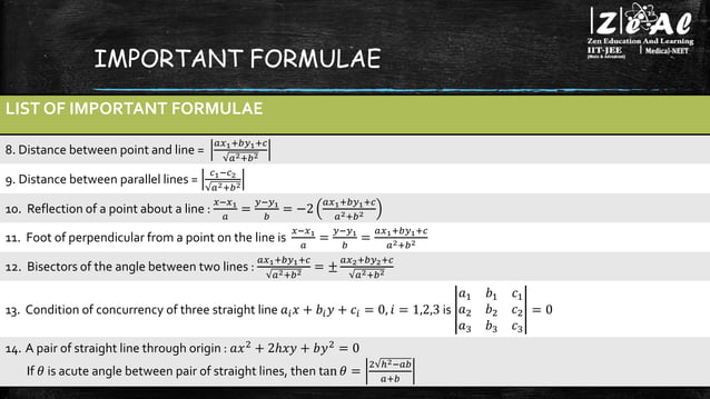 Straight Lines for JEE REVISION Power point presentation | PPT