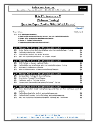 Software Testing Question Paper Explained | PDF