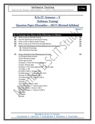 Software Testing (December – 2017) [Revised Syllabus | Question Paper ...