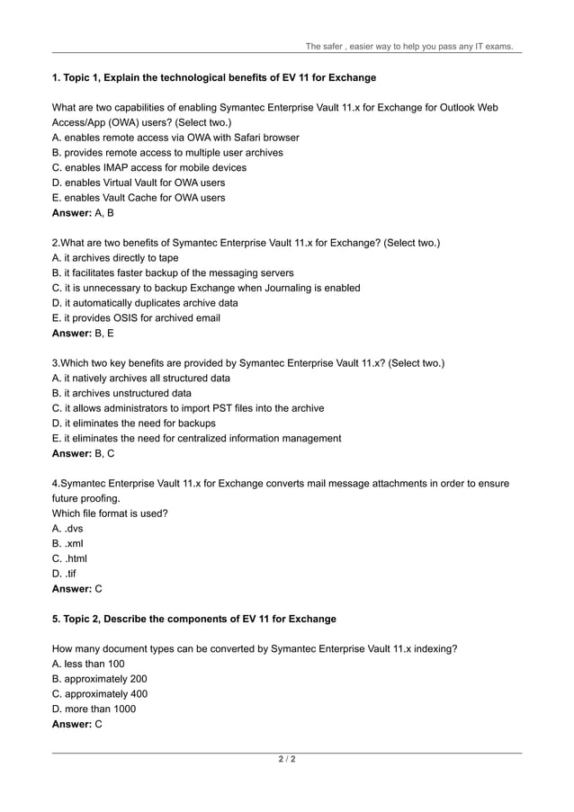 Symantec STS Partner Accreditation ST0-306 exam question | PDF