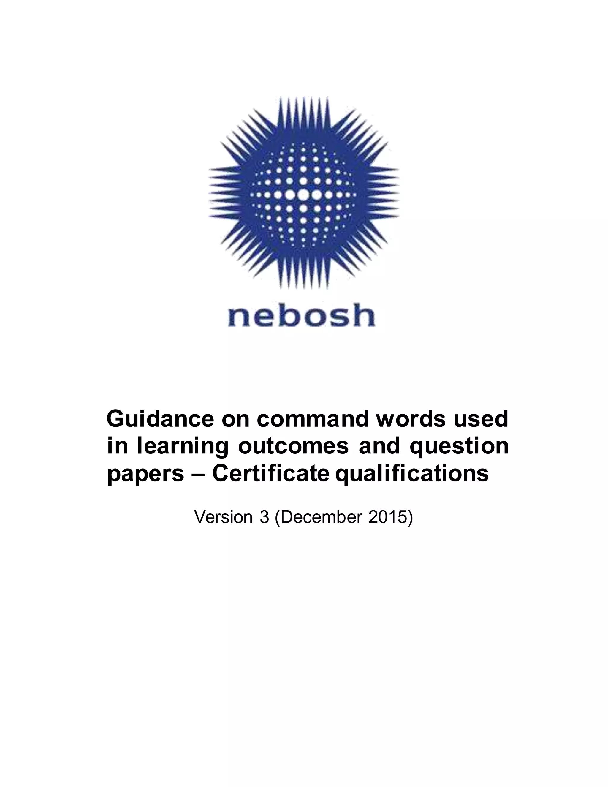 Guidance on command words used in learning outcomes and question papers ...