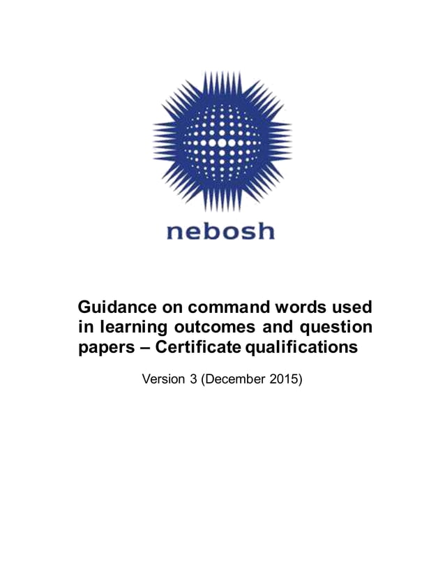 Guidance on command words used in learning outcomes and question papers ...