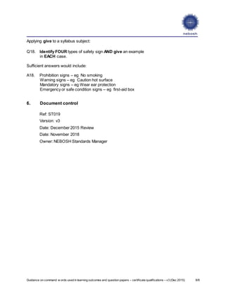 Guidance on command words used in learning outcomes and question papers ...