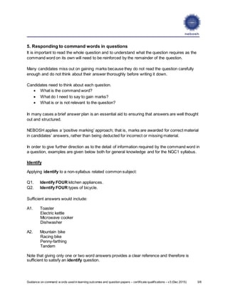 Guidance on command words used in learning outcomes and question papers ...