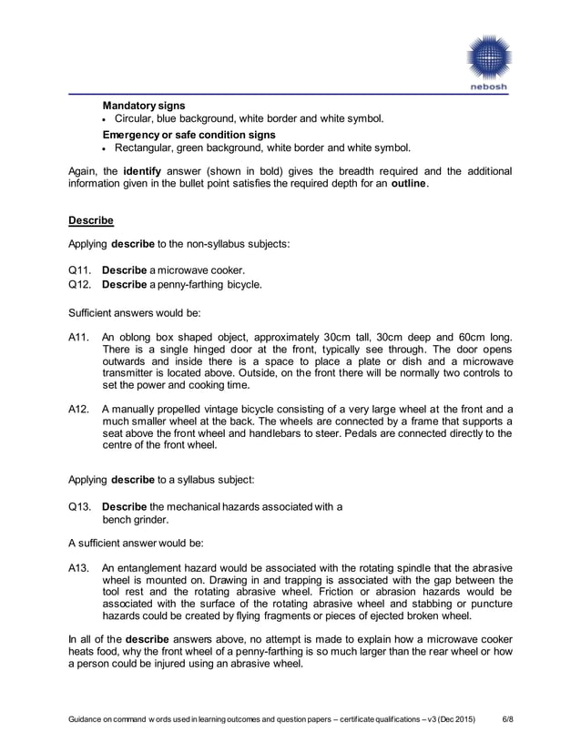 Guidance on command words used in learning outcomes and question papers ...