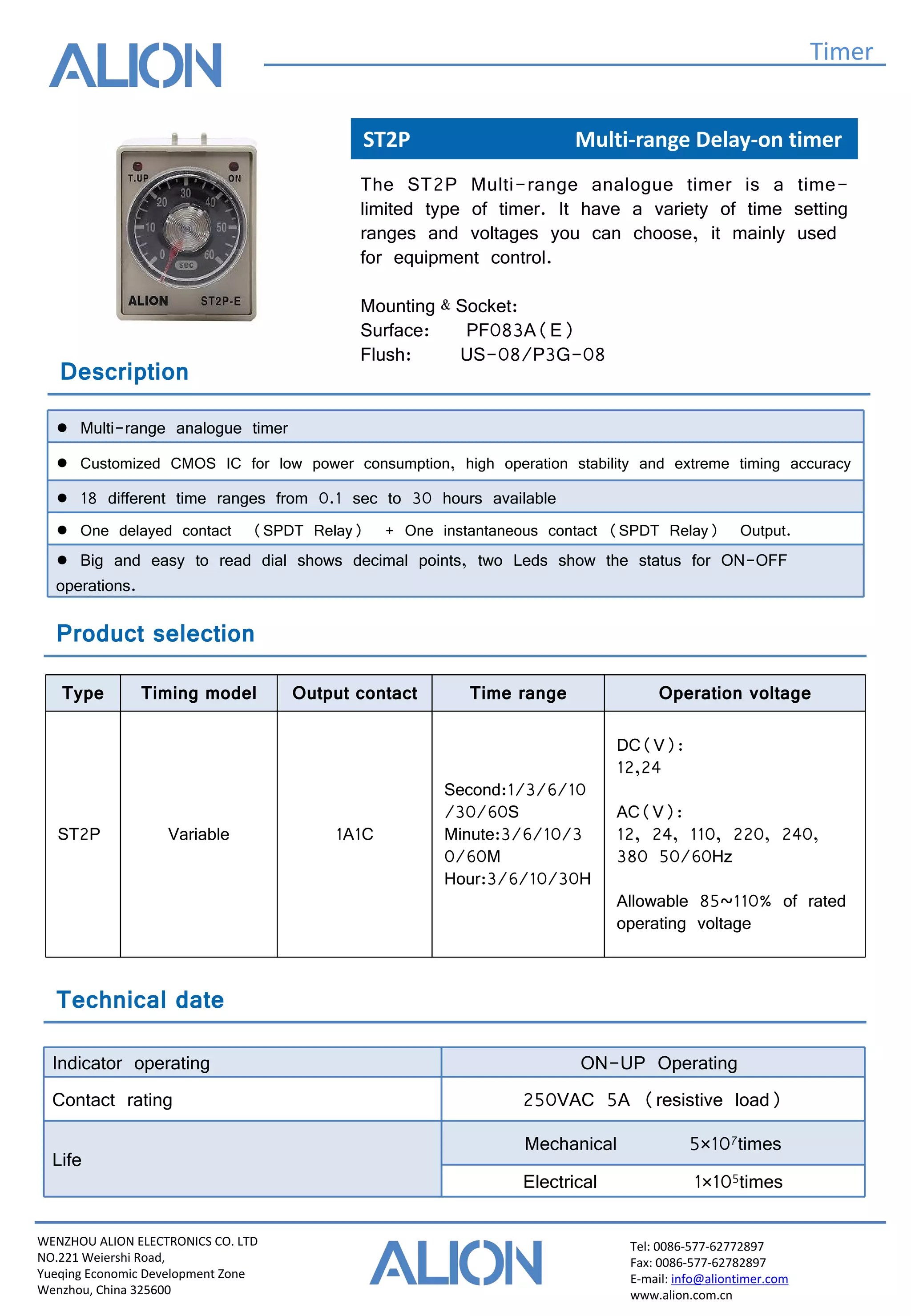 ST2P series multi range analogue timer relay | PDF | Consumer ...