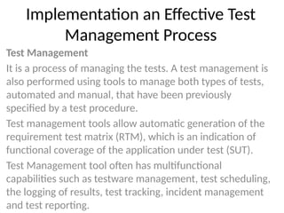 Test Management Processes for Various Testing | PPTX