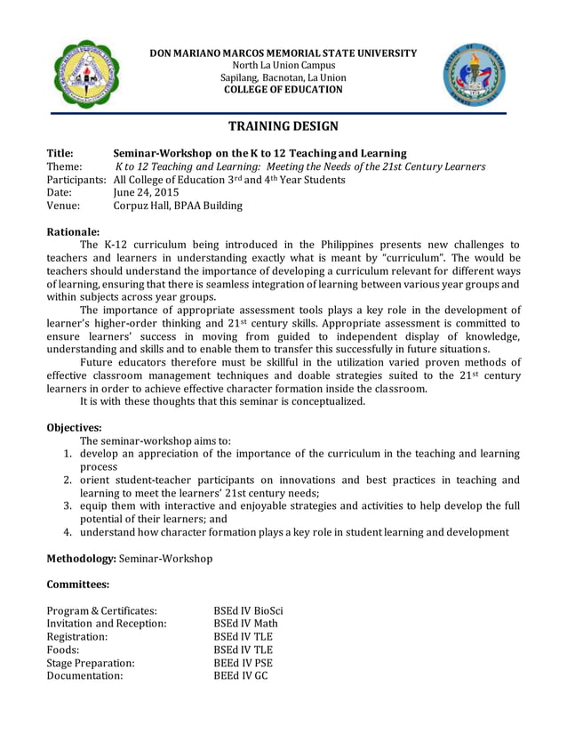 Training Design sample | DOCX