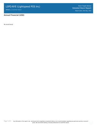 Lightspeed POS Inc (LSPD) Stock Analysis Report | PDF | Stocks and ...