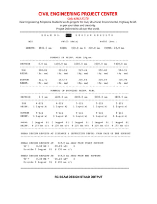 CIVIL ENGINEERING PROJECTS OUTPUTS STAAD OUTPUTS REPORT ACTIVITY | PDF