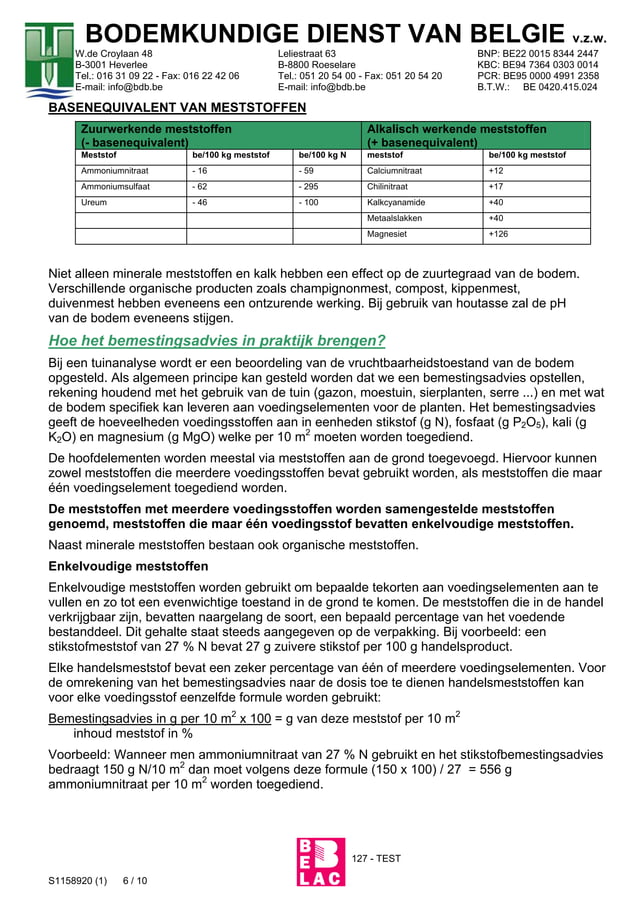 Staalname en bemestingsadvies | PDF