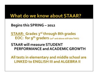 STAAR Grade 3-8 Presentation | PDF | Standardized Testing | Educational ...